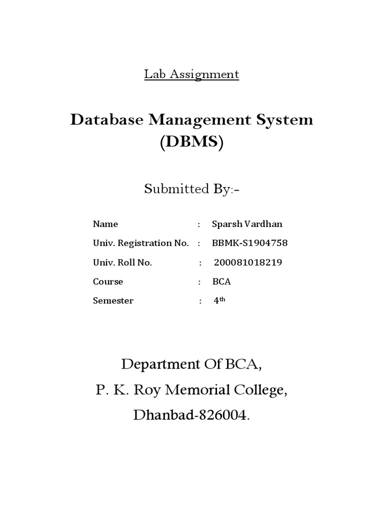Sparsh DBMS Revised | PDF | Databases | Software Engineering
