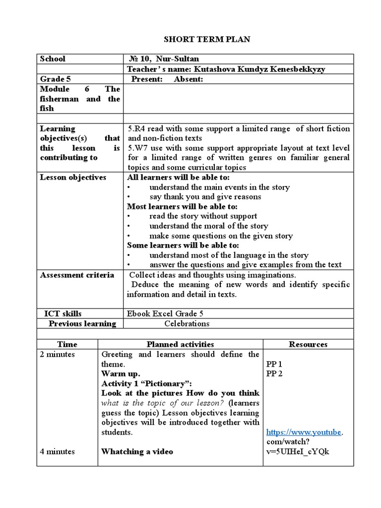 Lesson 12 The Fisherman and The Fish | PDF | Learning | Educational ...