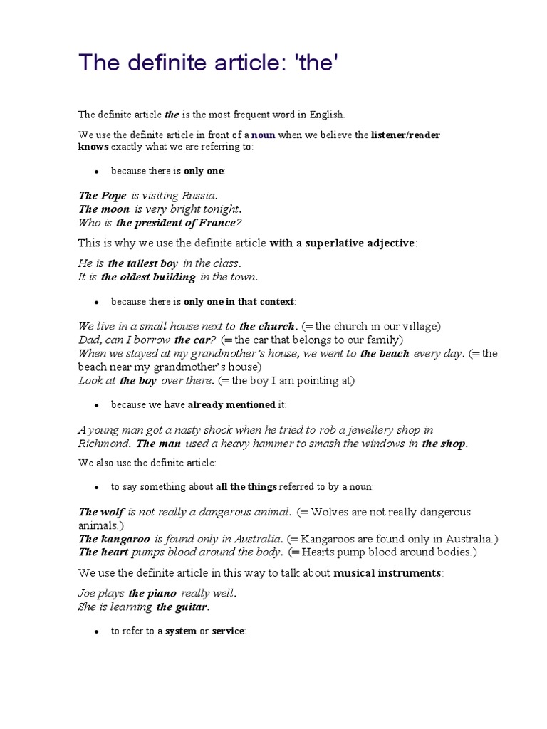 The Definite Article: 'The': This Is Why We Use The Definite Article ...