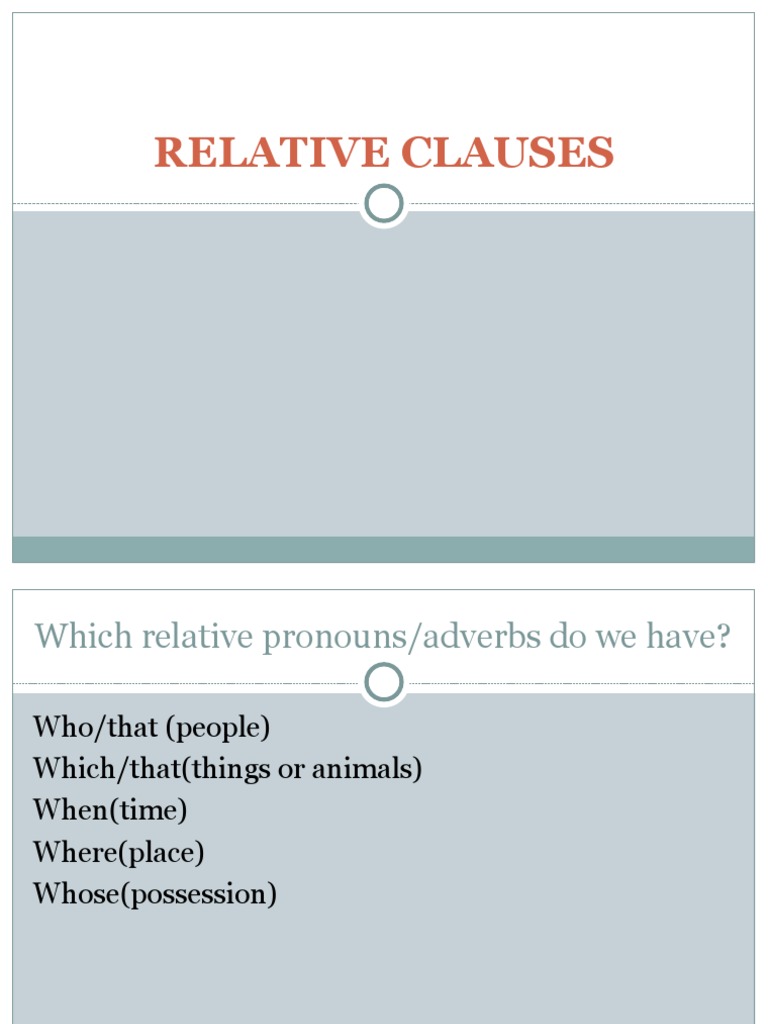 Defining and Non Defining Relative Clauses | PDF | Comma | Pronoun