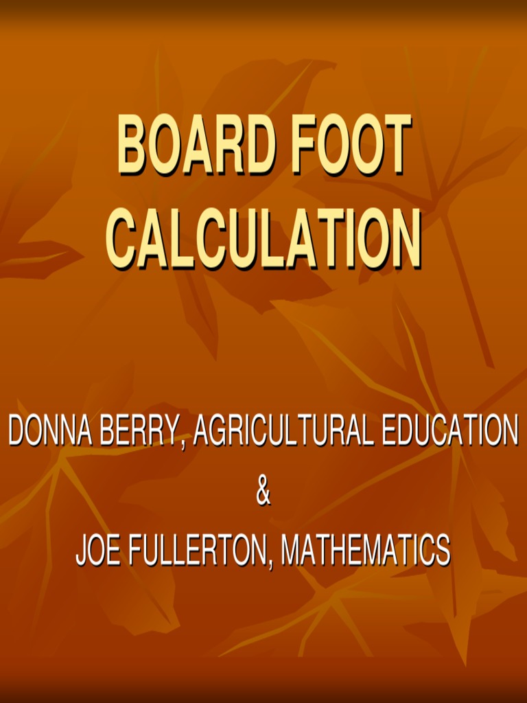 Boardfoot Calculations | PDF | Foot (Unit) | Area