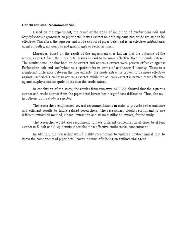 Conclusion and Recommendation | PDF