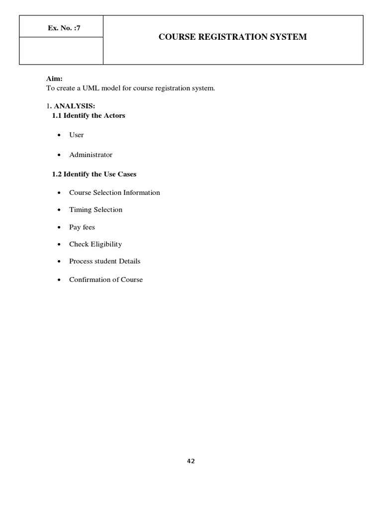 Course Registration System: Ex. No.:7 | PDF | Use Case | Password