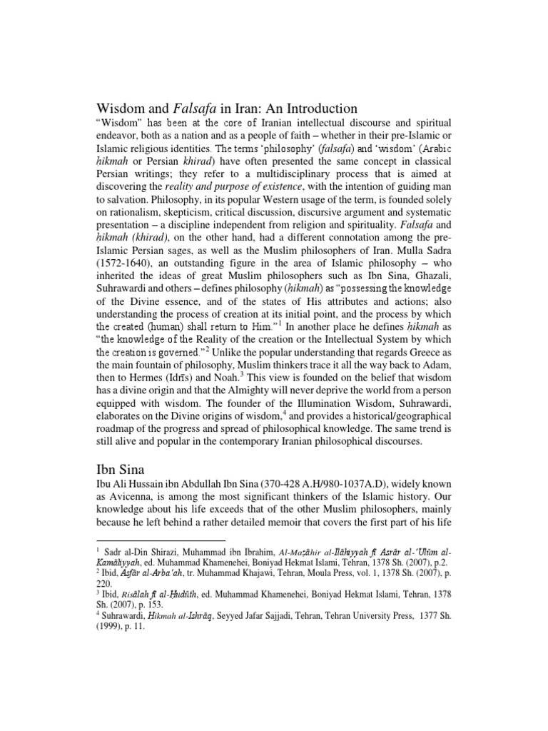Wisdom and Falsafa in Iran: An Introduction | PDF | Islamic Philosophy ...