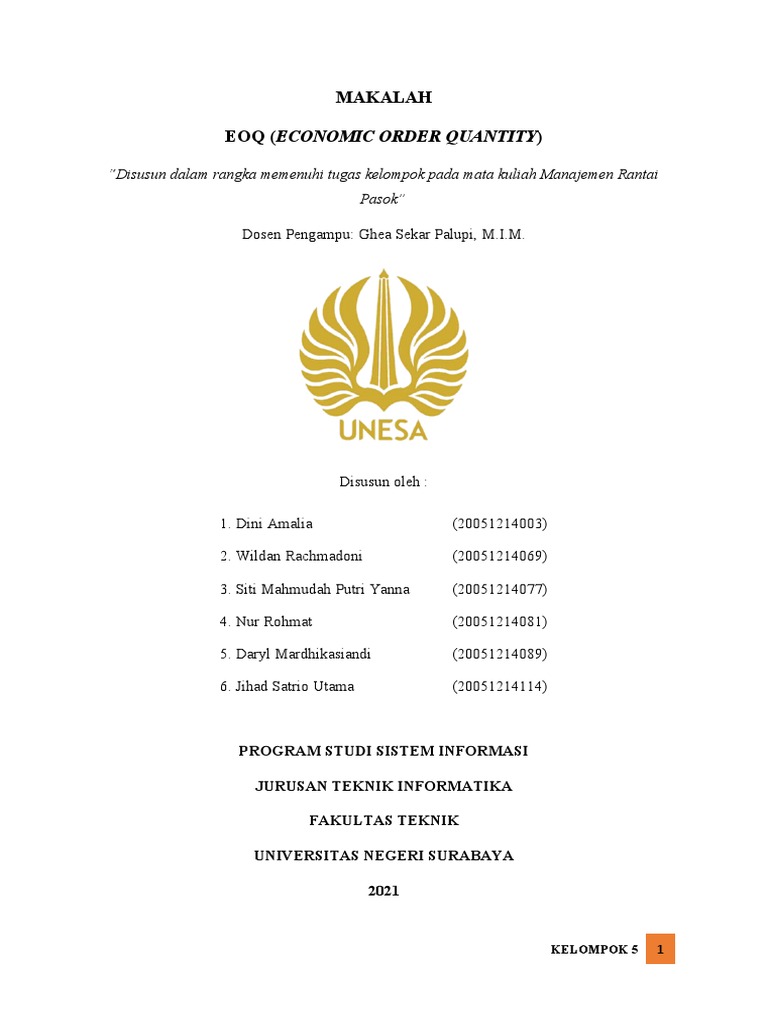 EOQ: Manajemen Persediaan Optimal | PDF