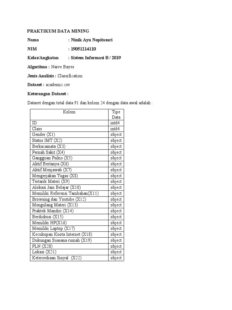 Klasifikasi Data Mining Naive Bayes | PDF