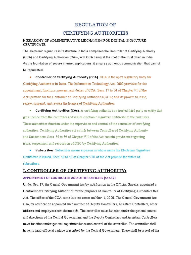 Regulation of Certifying Authorities | PDF | Public Key Certificate | Audit