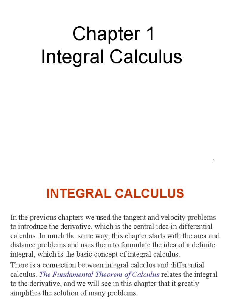 Chapter 1A Definite Integral and Fundamental Theorem of Integration ...