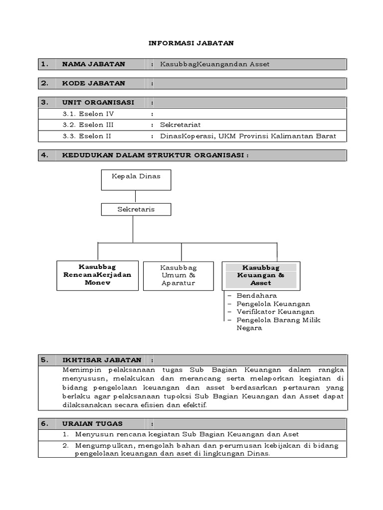 Memperjelas Tugas dan Tanggung Jawab Kasubbag Keuangan dan Asset | PDF