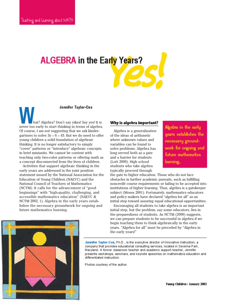 Algebra in The Early Years | PDF | National Council Of Teachers Of ...