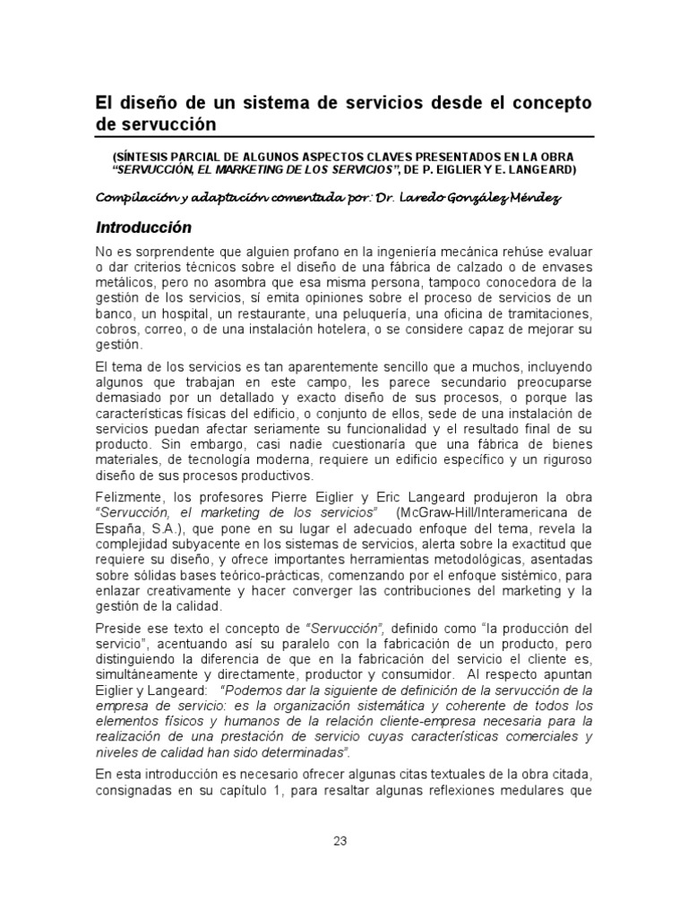 Diseño de Servicios y Servucción | PDF | Marketing | Calidad (comercial)