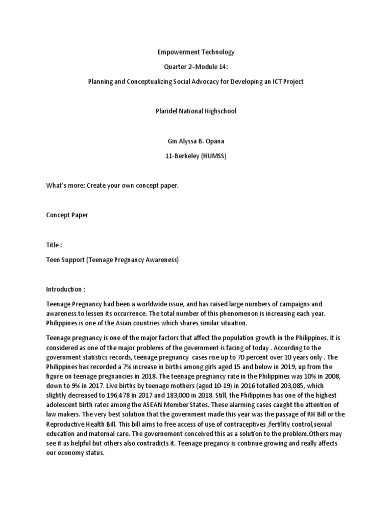 Concept Paper | PDF | Teenage Pregnancy | Adolescence