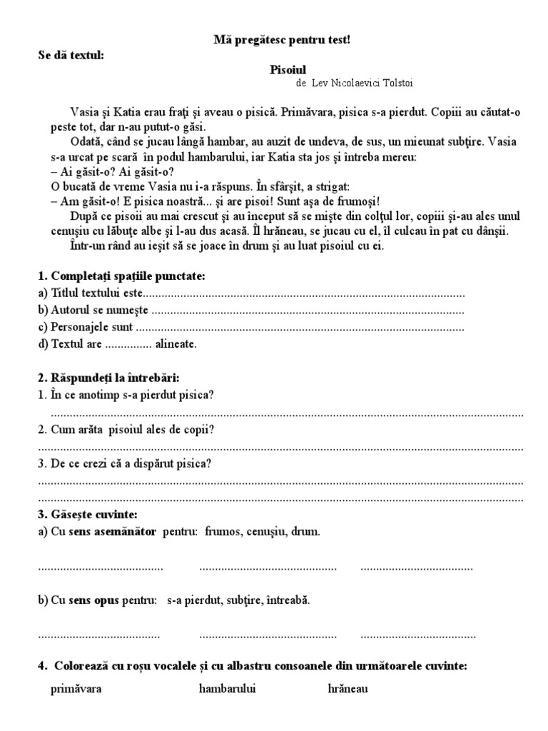 Fisa de Lucru CLR 1 Recapitulare Sem I | PDF