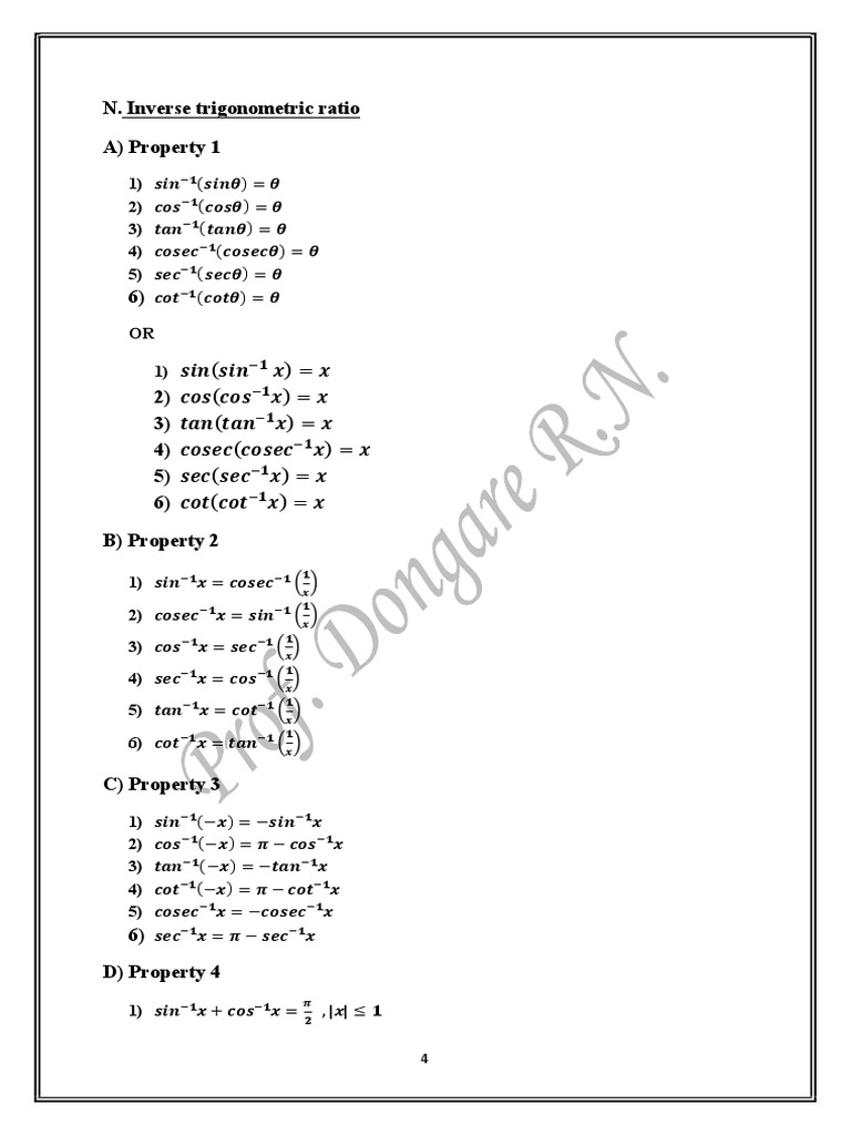 Inverse Trigonometry Formulae | PDF | Trigonometry | Mathematical Relations