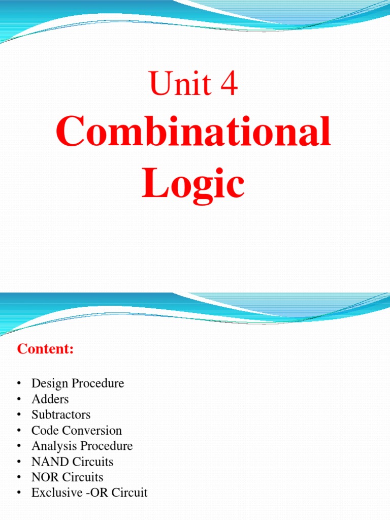 Chapter 4 Combinational Logic Pdf Logic Gate Subtraction