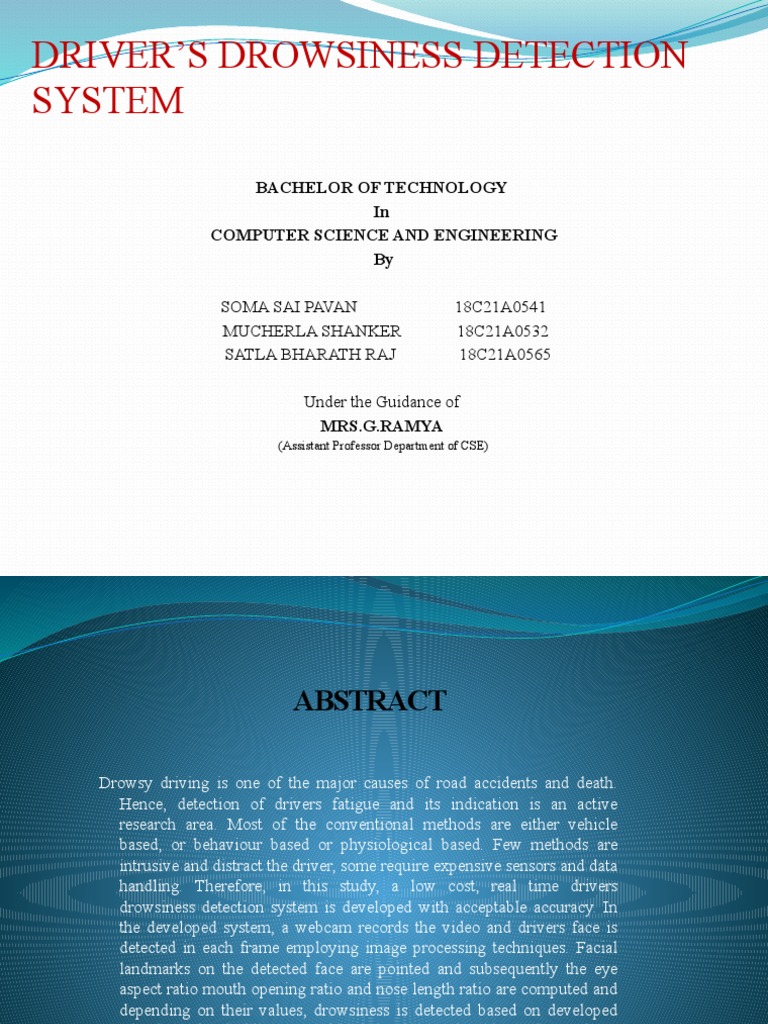 Driver'S Drowsiness Detection System: Bachelor of Technology in ...