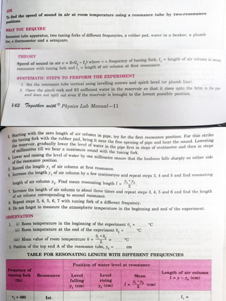 Speed of Sound Experiment | PDF | Sound | Resonance