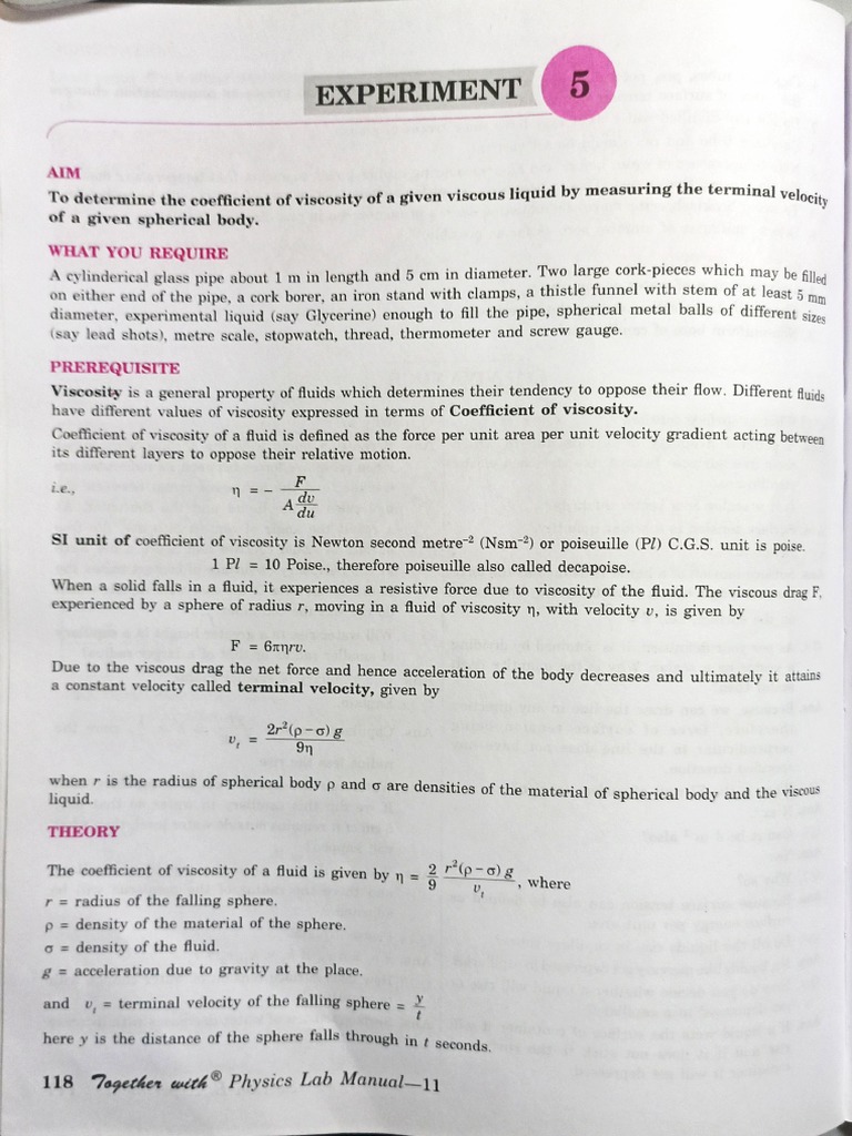 Coefficient of Viscosity Experiment | PDF | Viscosity | Drag (Physics)