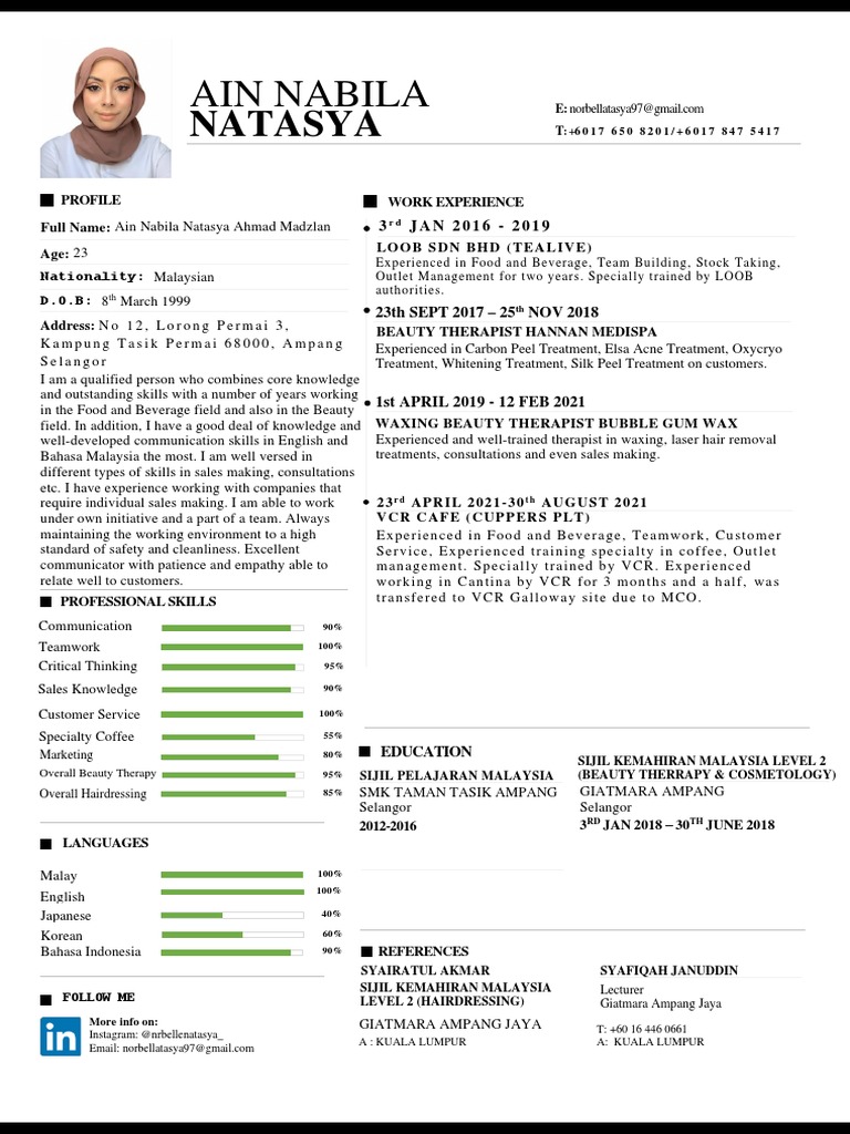 Beauty & F&B Career Profile | PDF
