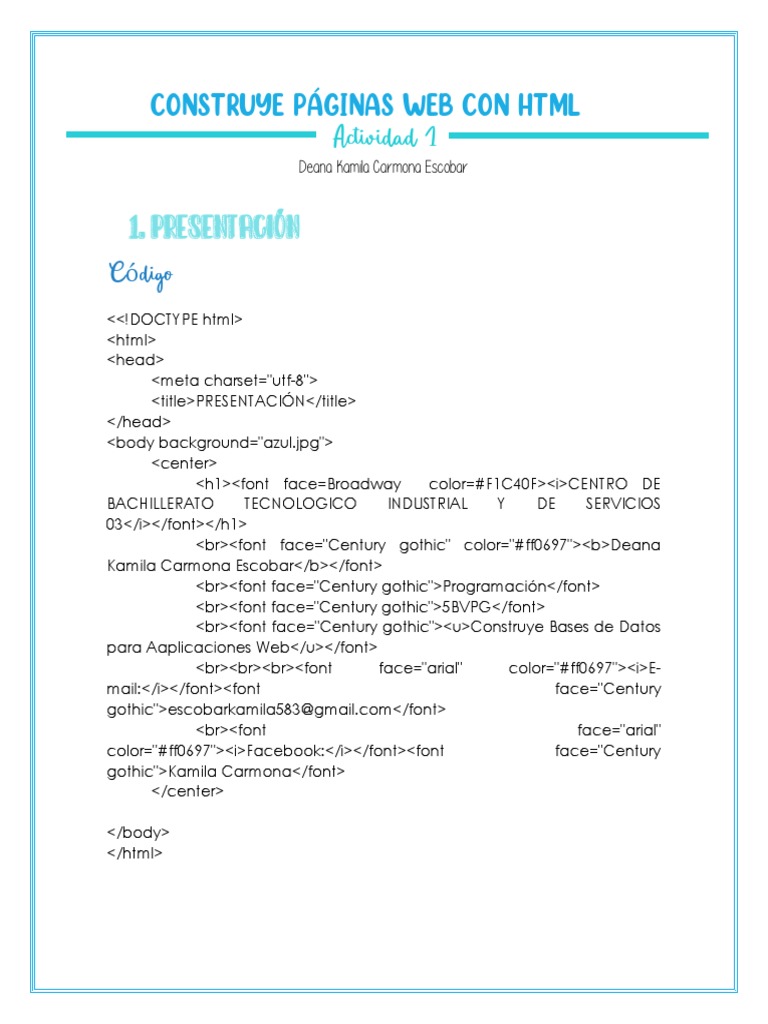 Construye Páginas Web Con HTML: Actividad 1 | PDF