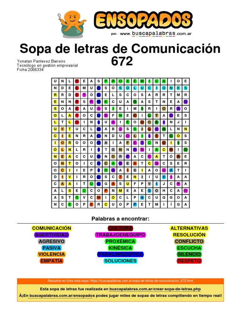 Sopa de Letras de Comunicación 672 | PDF