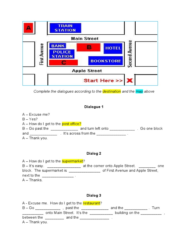 3 Dialogues Asking For Directions Based On A Map | PDF | Social Science ...