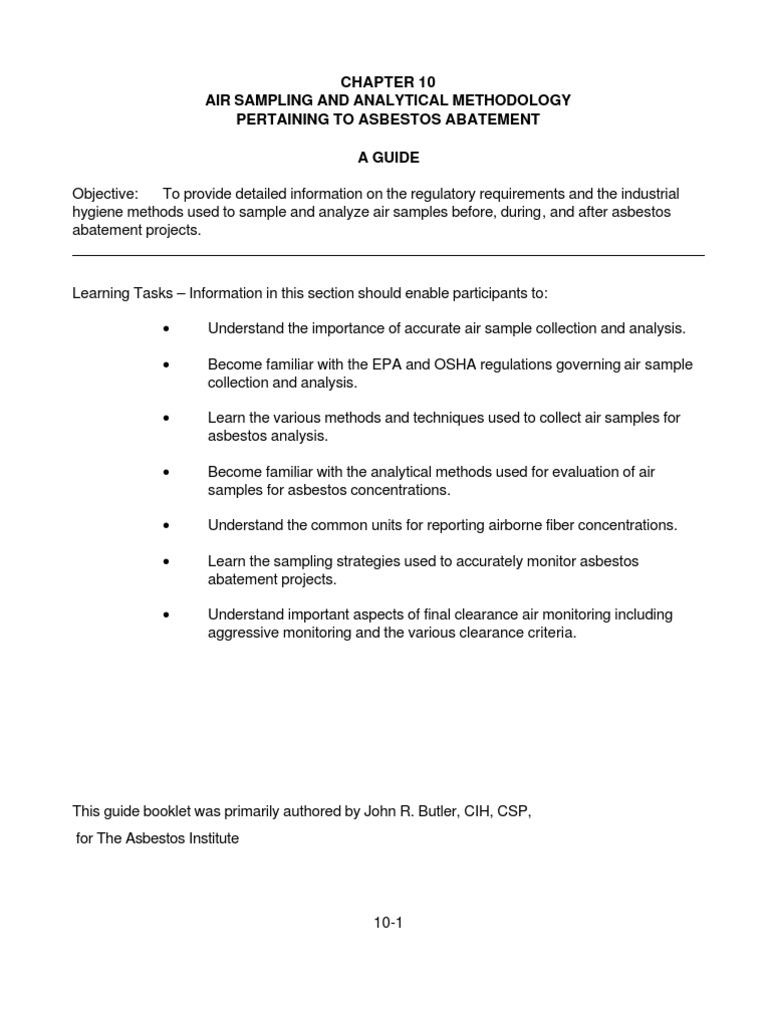 CHAPTER 10 Air Sampling | PDF | Occupational Safety And Health ...