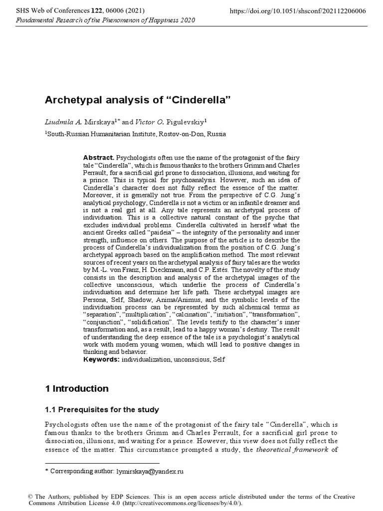 Cinderella Analysis | PDF | Analytical Psychology | Carl Jung