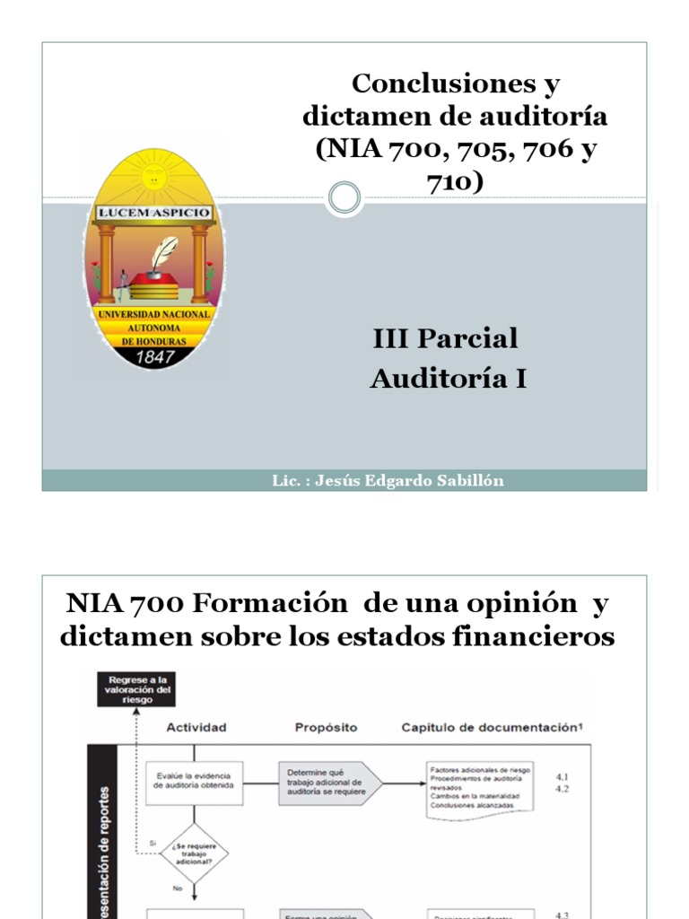 Dictamen Auditoría según NIA 700-706 | PDF | Auditoría | Contralor