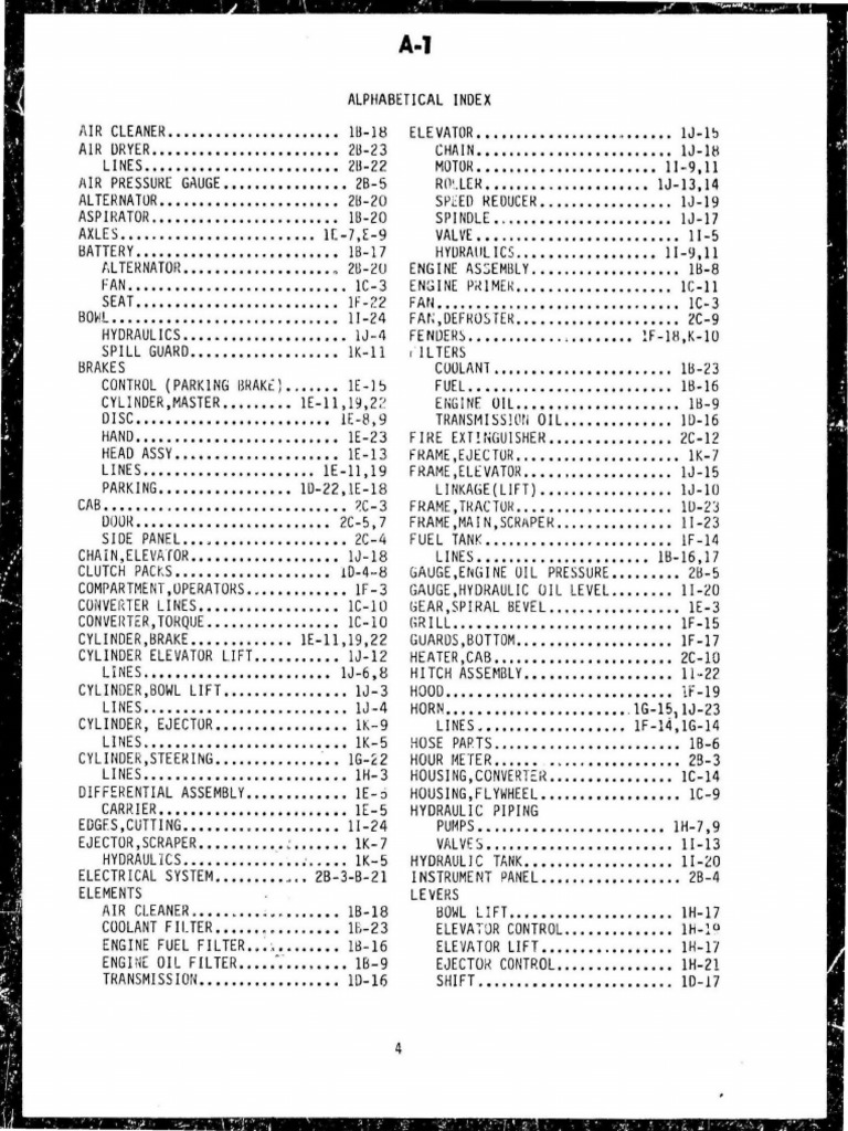 Fiat Allis Scraper Model 161 Parts Manual Pca 4.020 | PDF | Elevator | Axle
