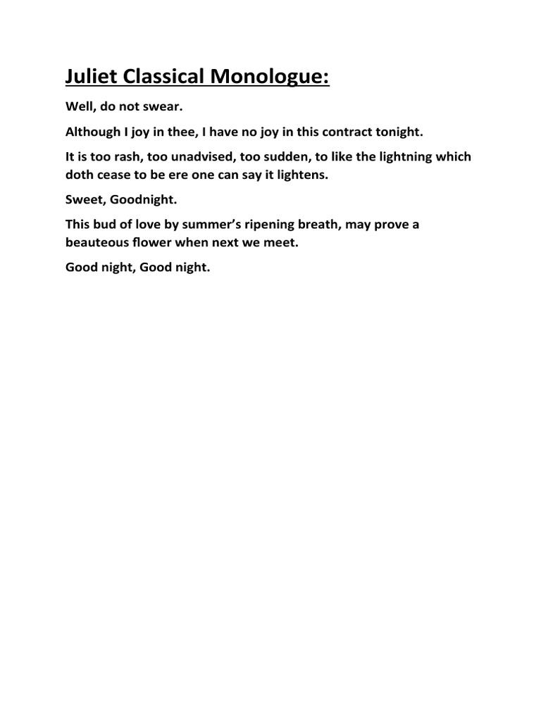 Juliet Classical Monologue | PDF