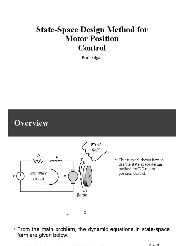 State-Space Design Method For Motor Position Control: Prof. Edgar | PDF ...