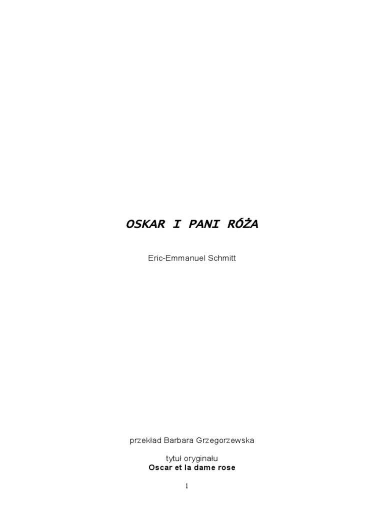 Oskar I Pani Roza | PDF