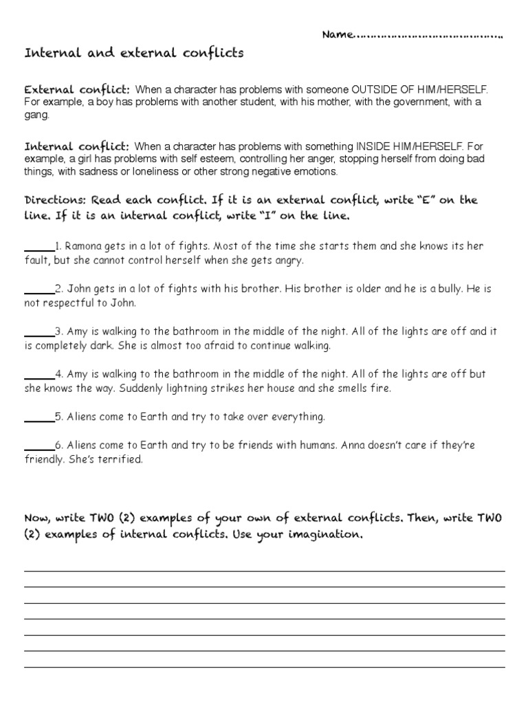 Internal and External Conflicts | PDF