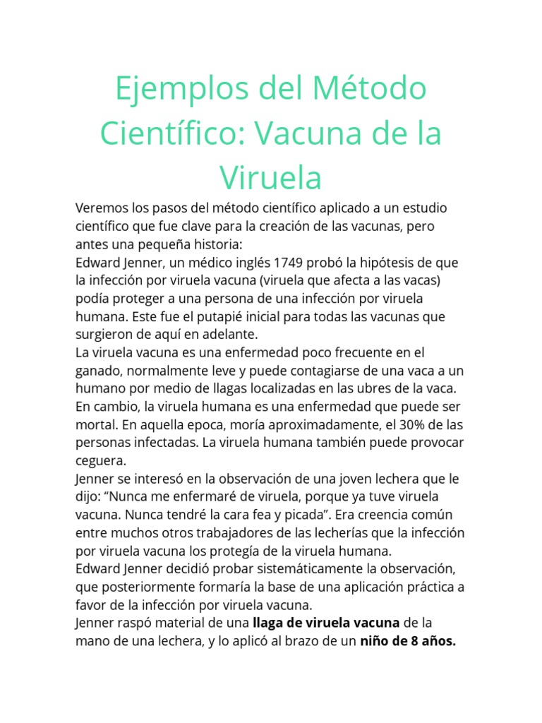 Ejemplos Del Método Científico | PDF | Viruela | Vacunas
