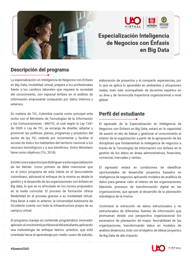 Especialización en Big Data UAO | PDF | Big Data | Inteligencia de negocios