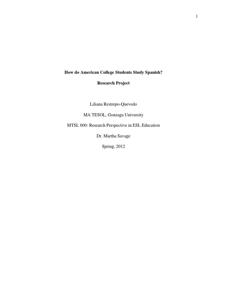 American College Students' Spanish Study Methods | PDF | Survey ...