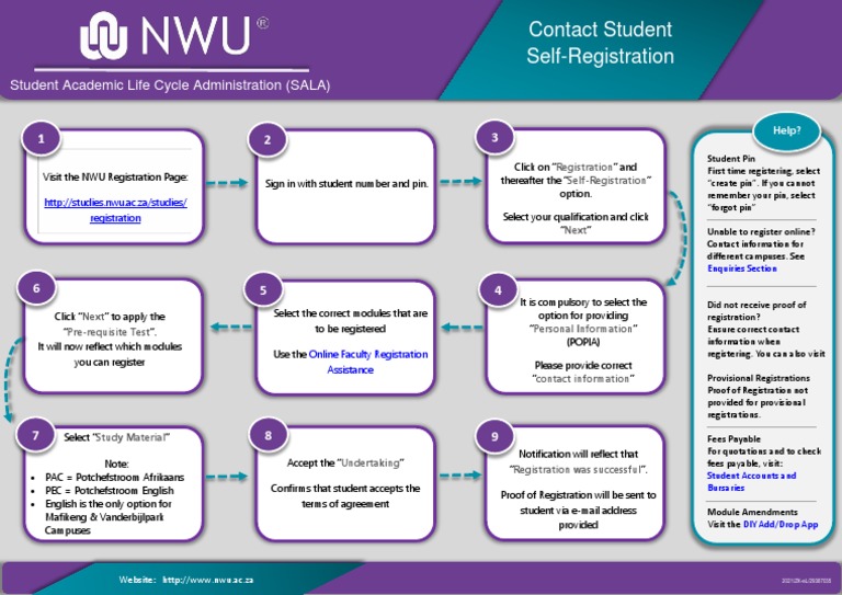 NWU Online Self-Registration Guide | PDF