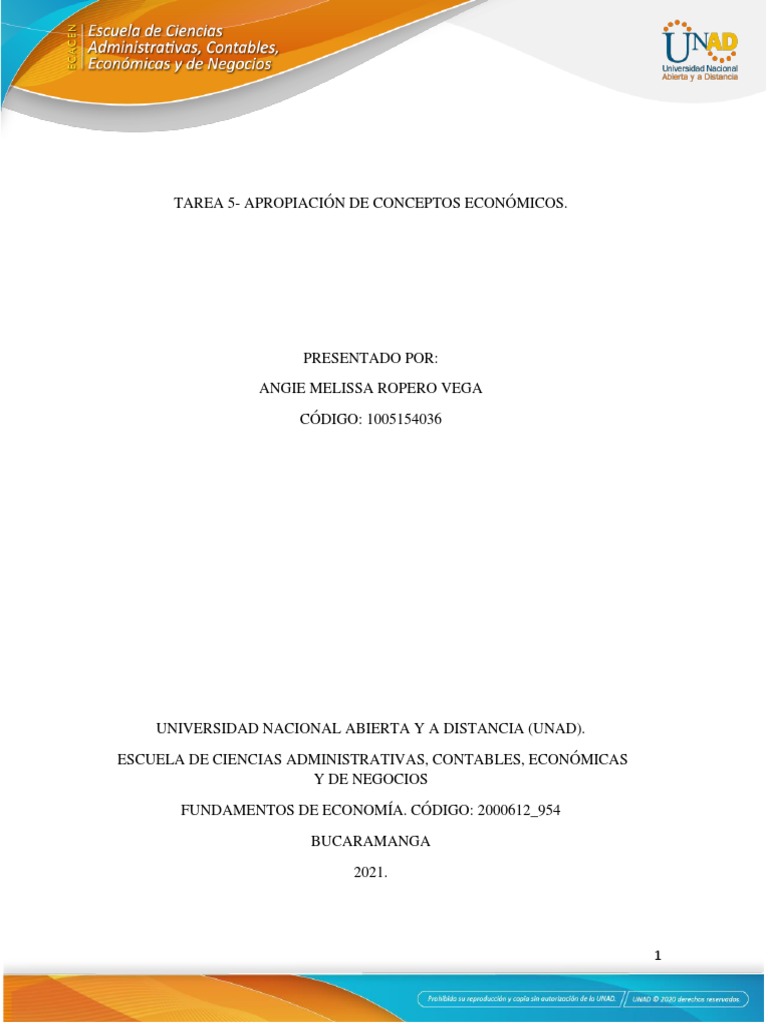 TAREA 5 - Apropiacion de Conceptos Economicos - Angie - Ropero | PDF ...