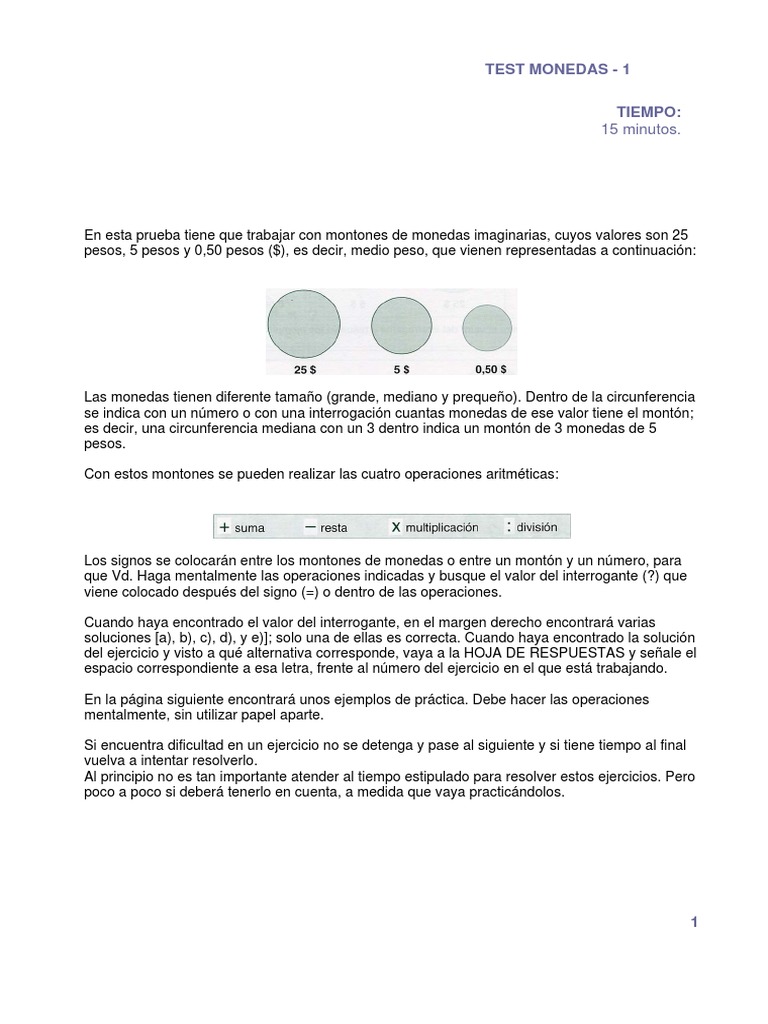 Test de Monedas Resuelto | PDF