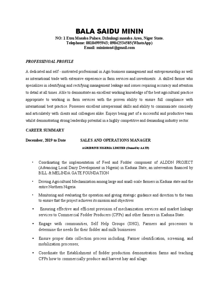 Bala Saidu Minin CV | PDF | Laboratories | Nigeria