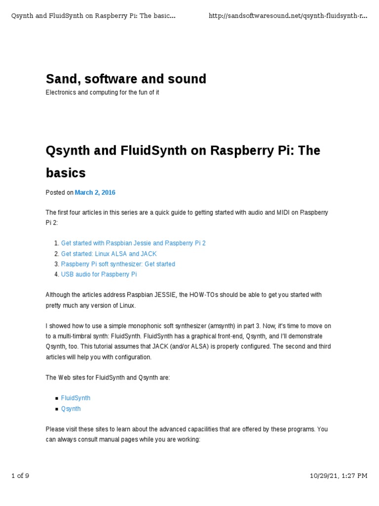 Sand, Software and Sound: Qsynth and Fluidsynth On Raspberry Pi: The Basic.. | PDF | Command ...