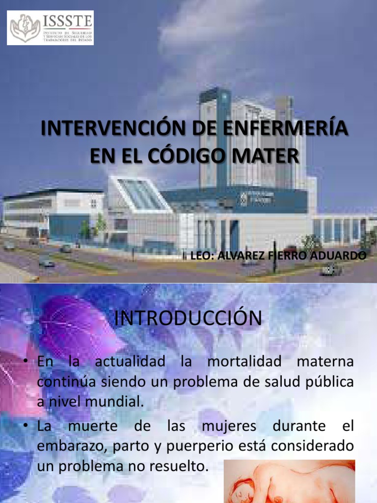 Intervención Enfermera en Código Mater | PDF | Muerte materna ...
