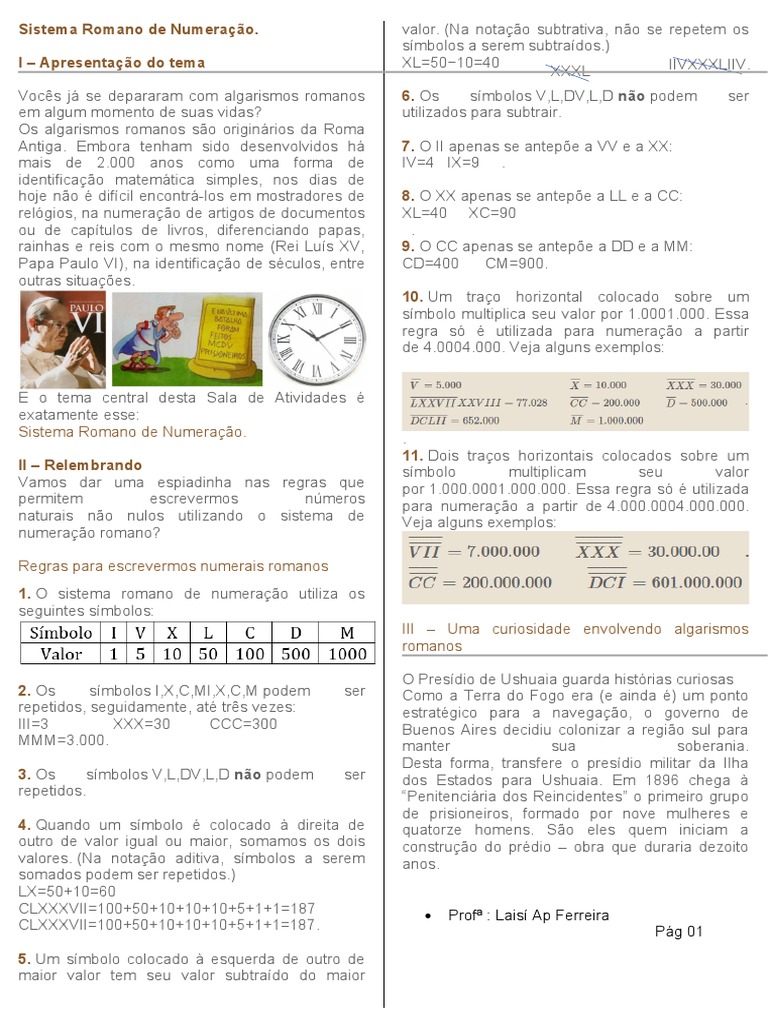02 - Sistema Romano de Numeração 15-02-2022 | PDF | Roma Antiga ...