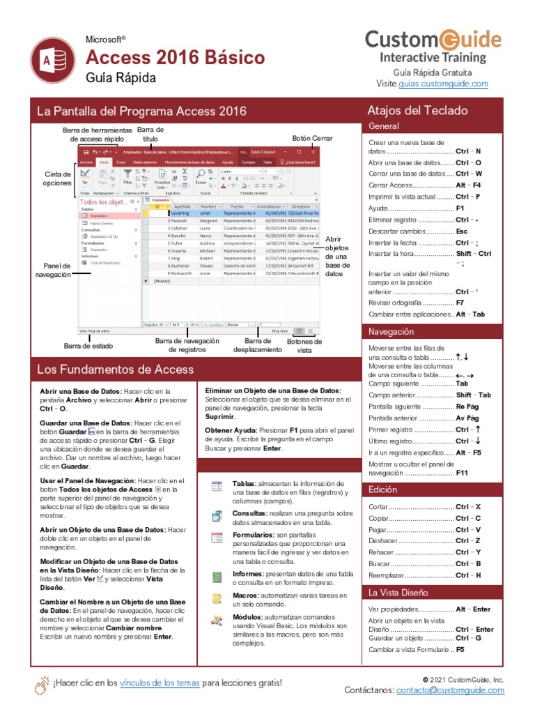 Access 2016 Basico Guia Rapida | PDF | Bases de datos | Archivo de computadora