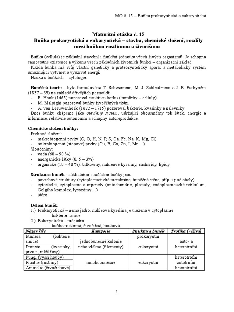 15 Buňka Prokaryotická A Eukaryotická | PDF