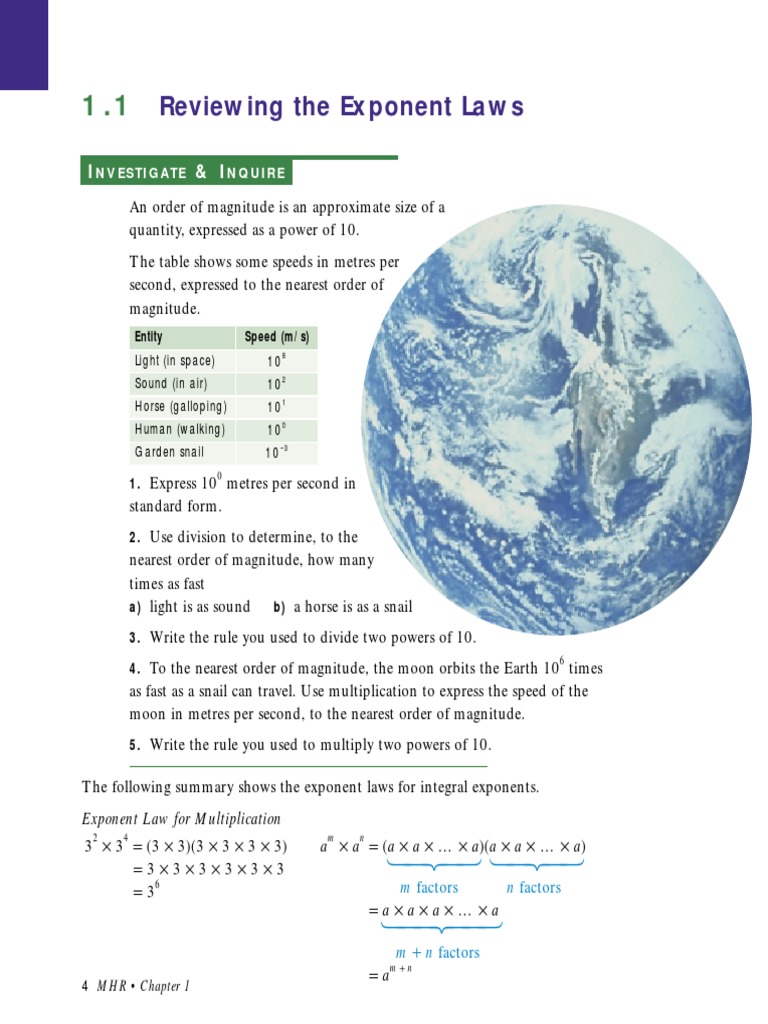 1-1 Reviewing Exp Laws | PDF | Multiplication | Mathematics
