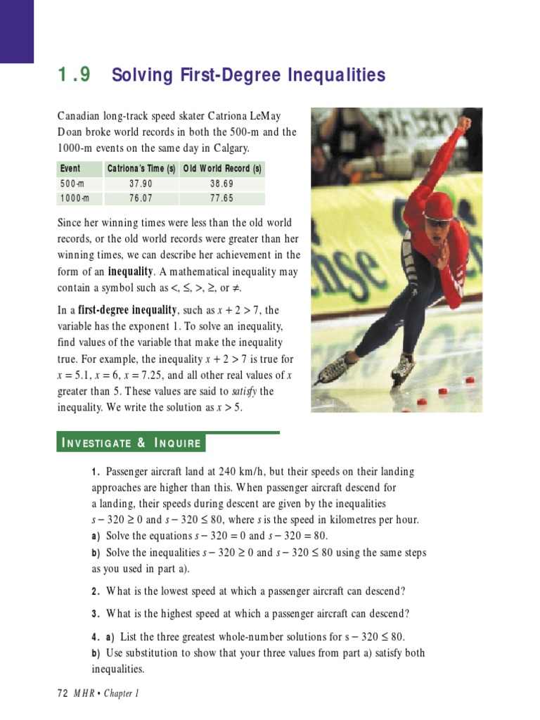 1-9 Solving First Deg Inequalities | PDF | Inequality (Mathematics ...