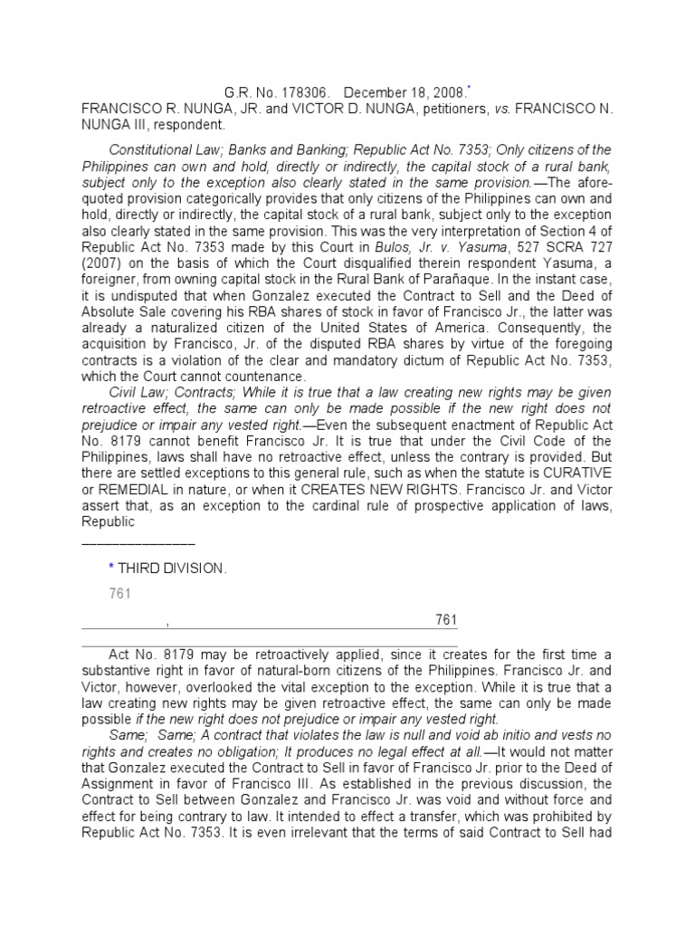 Nunga Jr. v. Nunga III G.R. No. 178306 574 SCRA 760 18 Dec 2008 | PDF ...