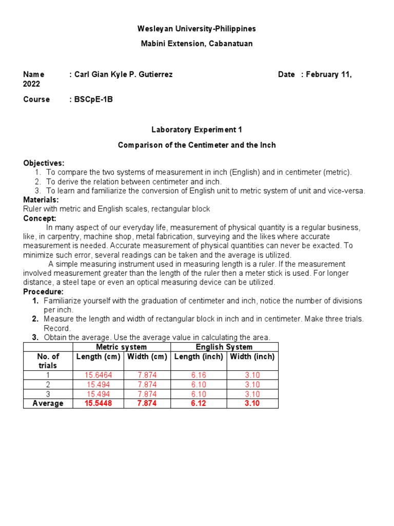 Physics-LabExp #1 | PDF | Measurement | Volume